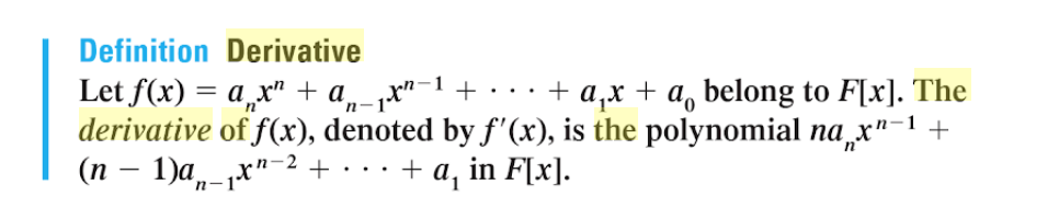 Solved Definition Derivative Letf(x) anx" + an-ix"-i + . . . | Chegg.com