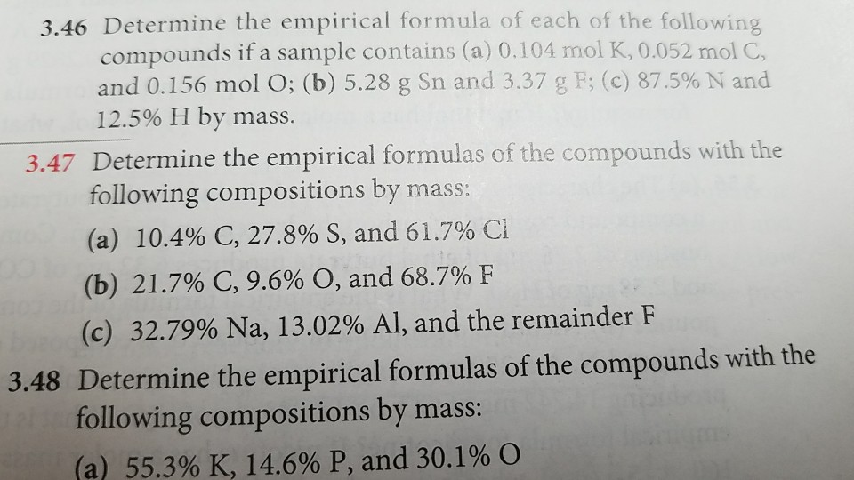 Solved Determine the empirical formulas of the compounds | Chegg.com