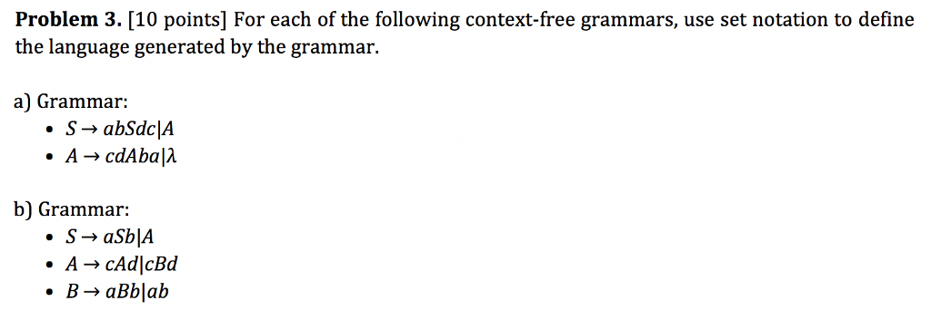 Solved Problem 3. [10 points] For each of the following | Chegg.com