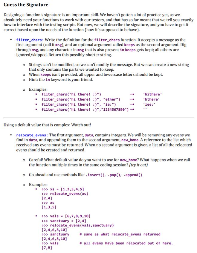 Solved Allowing defaults, modifying a list in-place: def | Chegg.com