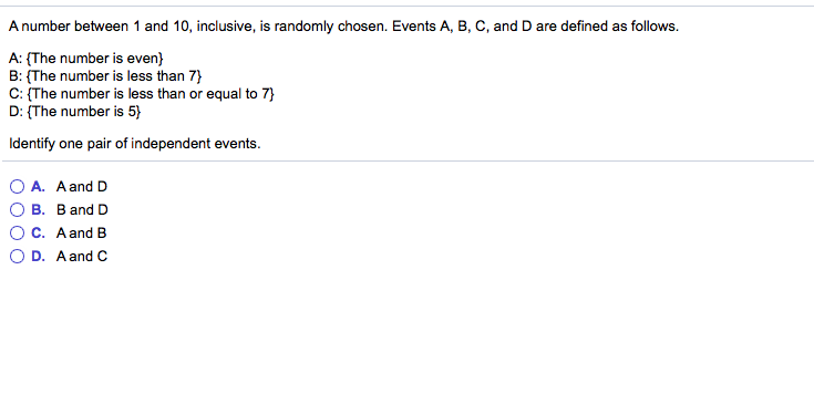 Solved A number between 1 and 10, inclusive, is randomly | Chegg.com