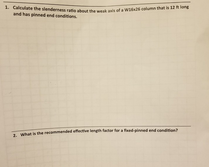 Solved Calculate the slenderness ratio about the weak axis | Chegg.com