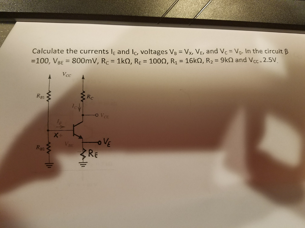 Solved Calculate the currents IE and Ic, voltages VB-Vs, VE, | Chegg.com Solved Calculate the currents IE and Ic, voltages VB-Vs, VE, | Chegg.com