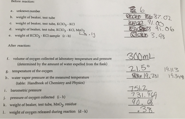 Solved Based on the results calculate: the moles of oxygen | Chegg.com