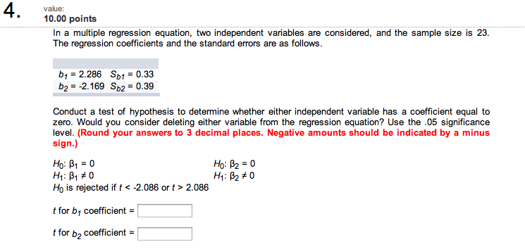 Solved In a multiple regression equation, two independent | Chegg.com