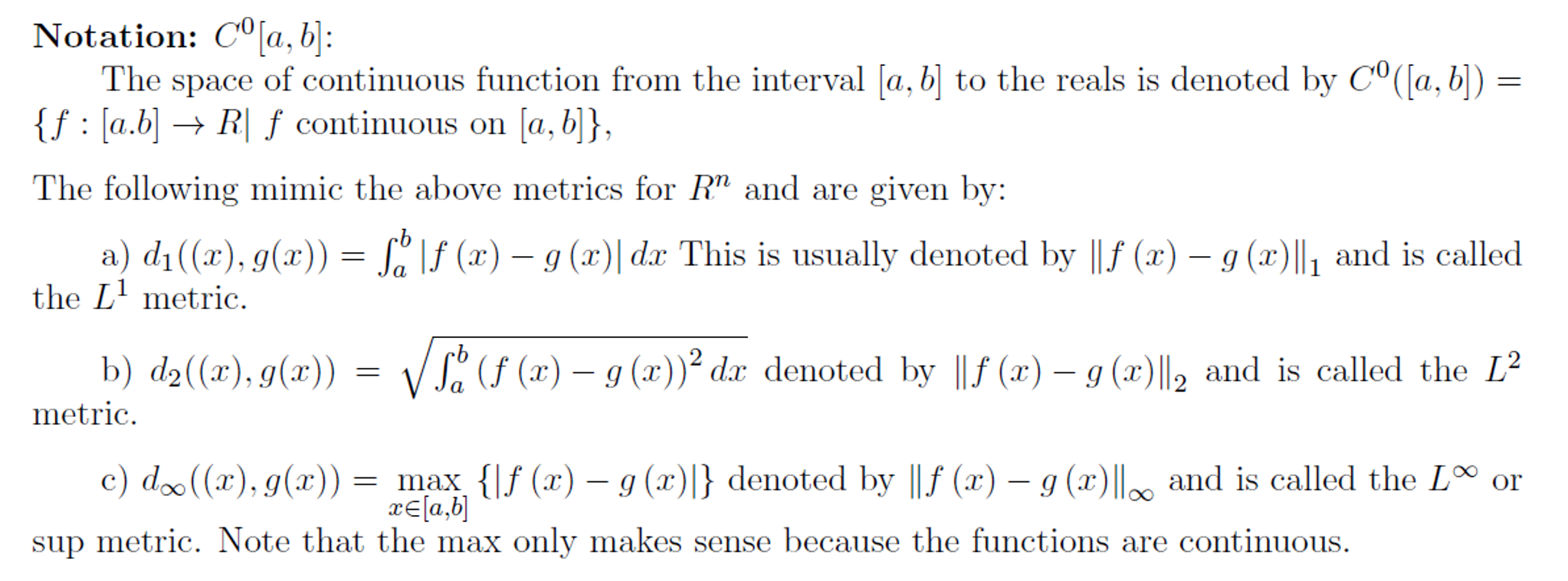 Solved Notation: C°fa, bl: The space of continuous function | Chegg.com