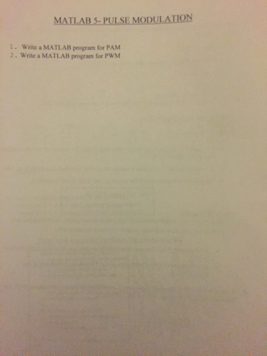 Solved Write A Matlab Program For Pam Write A Matlab 
