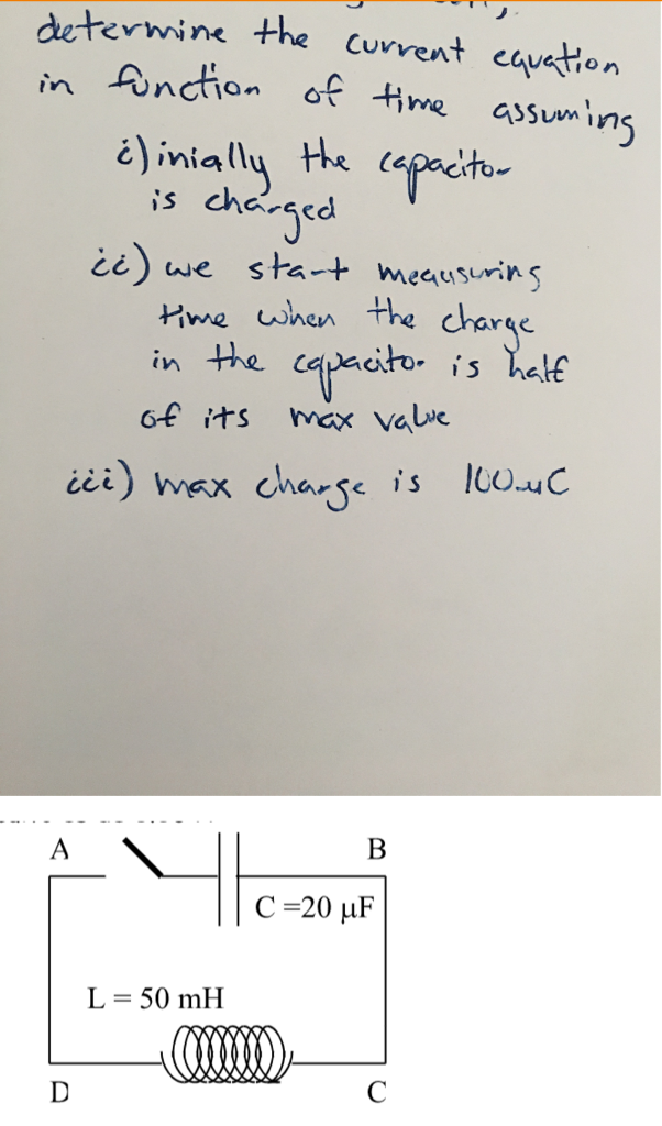 Solved Determine the current equation in function of time | Chegg.com