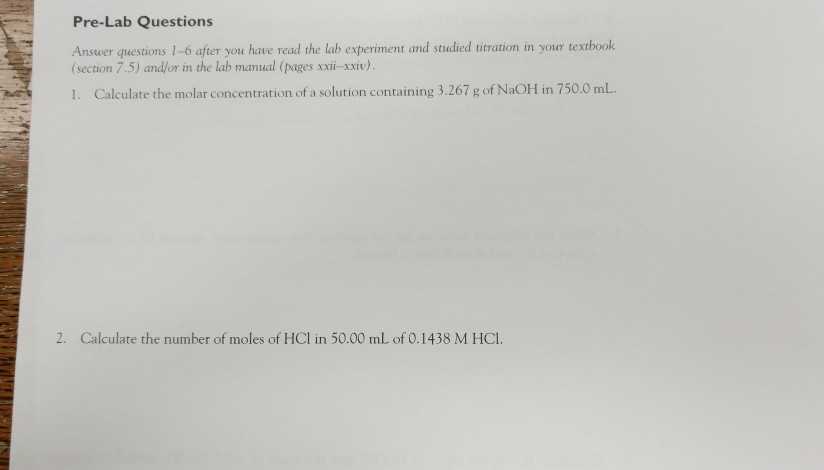 Solved Pre-Lab Questions Answer questions 1-6 after you have | Chegg.com