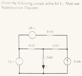 Solved Given the following circuit. solve for 1_0. Must use | Chegg.com