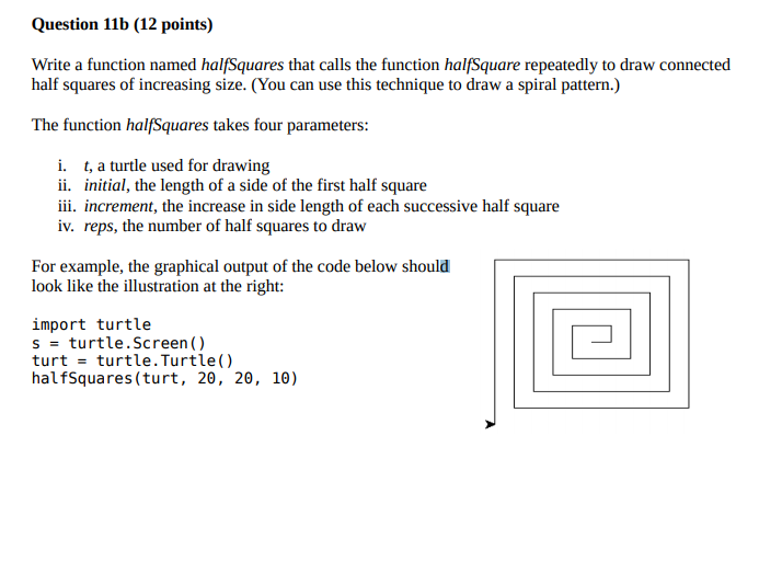 Solved Question 11b (12 points) Write a function named | Chegg.com