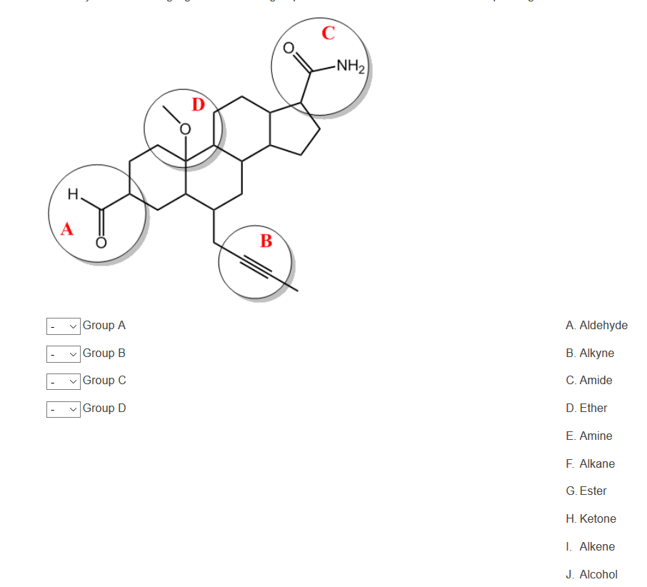 Solved Correctly match each highlighted functional group in | Chegg.com