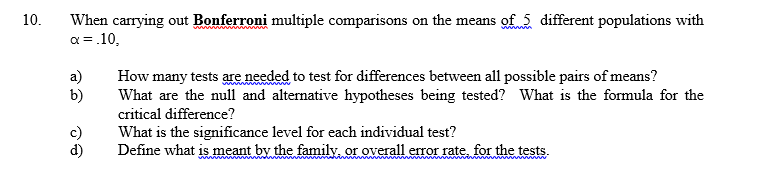 Solved When carrying out Bonferroni multiple comparisons on | Chegg.com