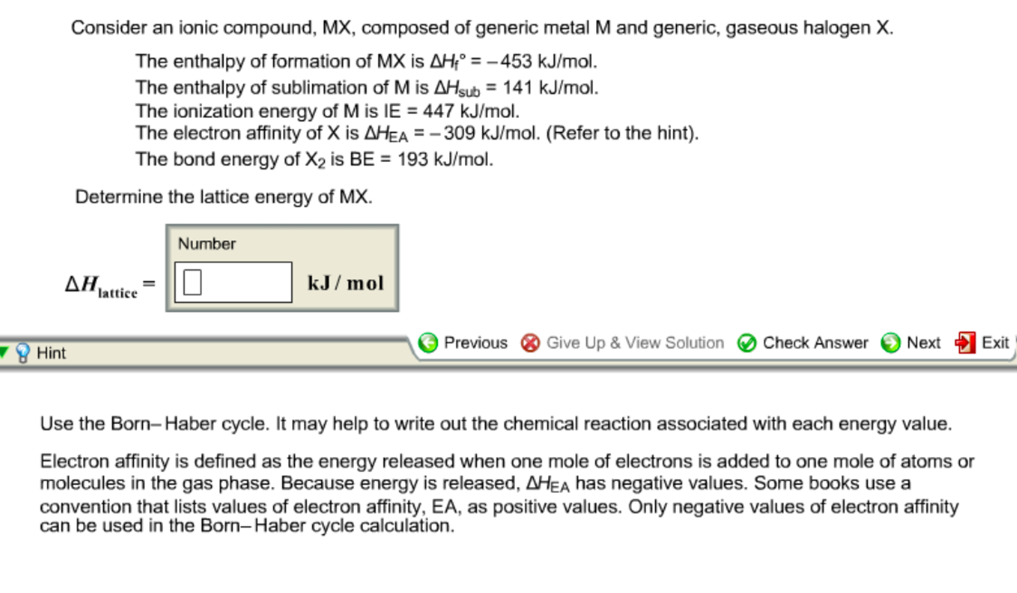 Solved Consider an ionic compound, MX, composed of generic | Chegg.com