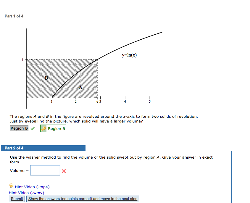 Solved The regions A and B in the figure are revolved | Chegg.com