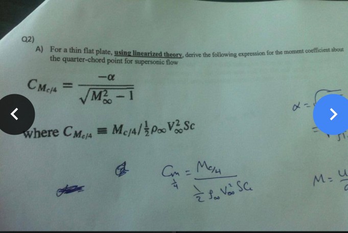 Solved 02) A) For a thin flat plate, using linearized | Chegg.com