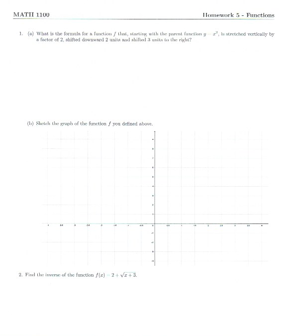 Solved MATII 1100 lomework 5 Functions 1. (a) What is the | Chegg.com