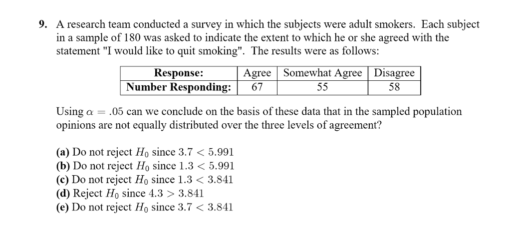 Solved A research team conducted a survey in which the | Chegg.com