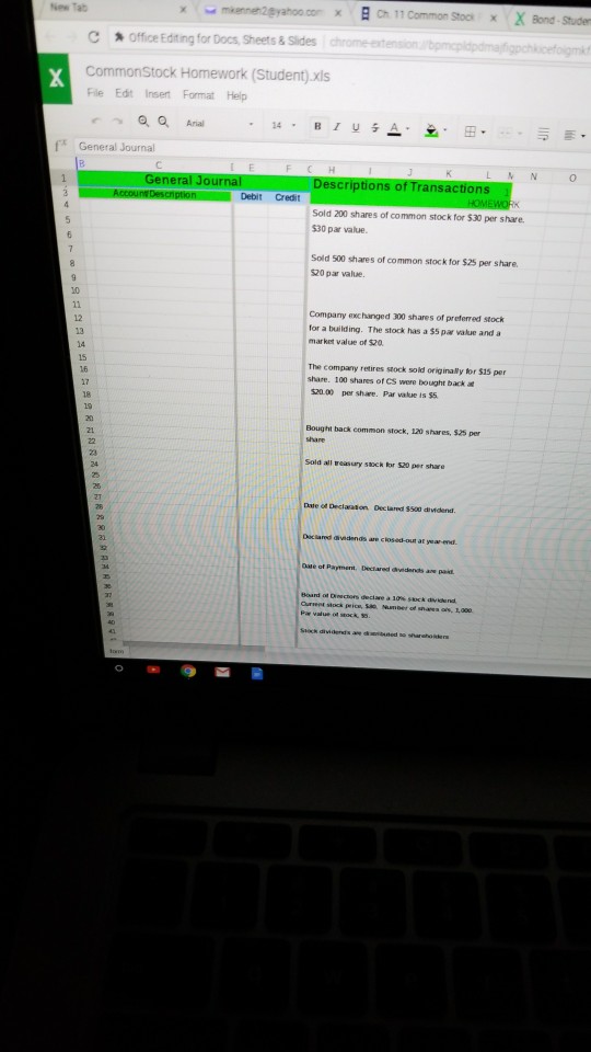 Solved New Tab Ch 11 Common Stock x C Office Editing for | Chegg.com