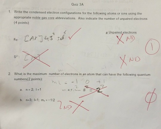 Solved Quiz 3A 1. Write the condensed electron | Chegg.com