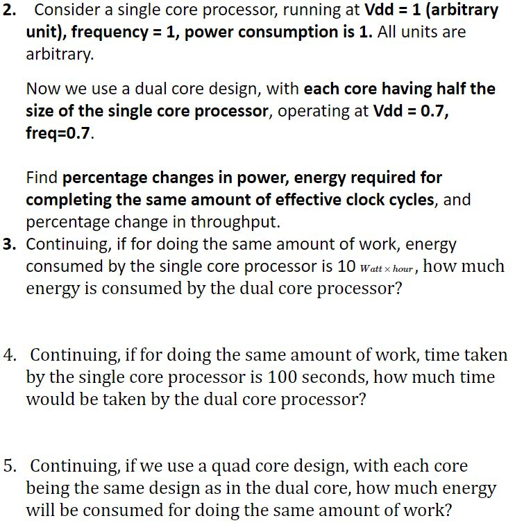 Consider A Single Core Processor Running At Vdd 1