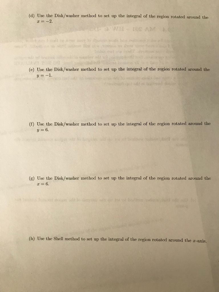 (d) Use the Disk/washer method to set up the integral | Chegg.com