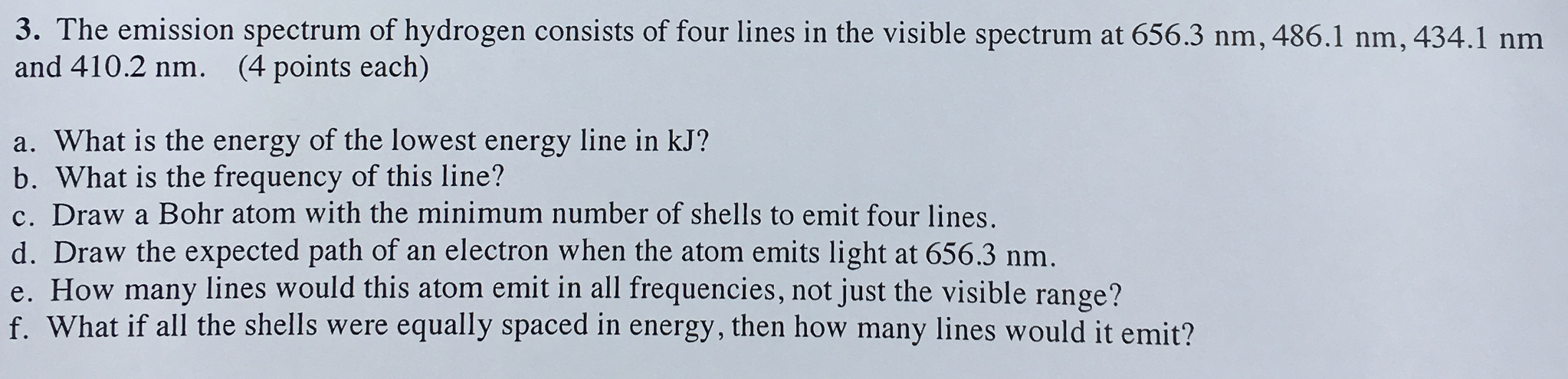 Solved The emission spectrum of hydrogen consists of four | Chegg.com
