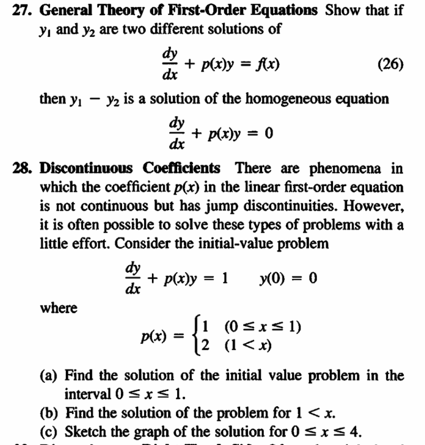 Solved General Theory Of First Order Equations Show That If