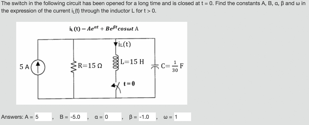 Solved The switch in the following circuit has been opened | Chegg.com