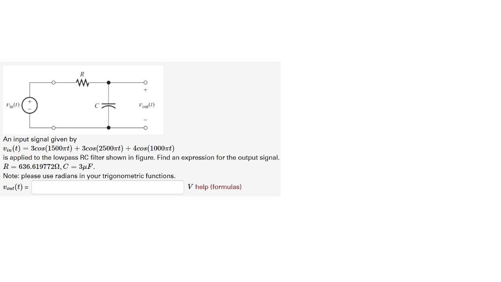 Solved Vin An input signal given by Uin(t) 3cos | Chegg.com