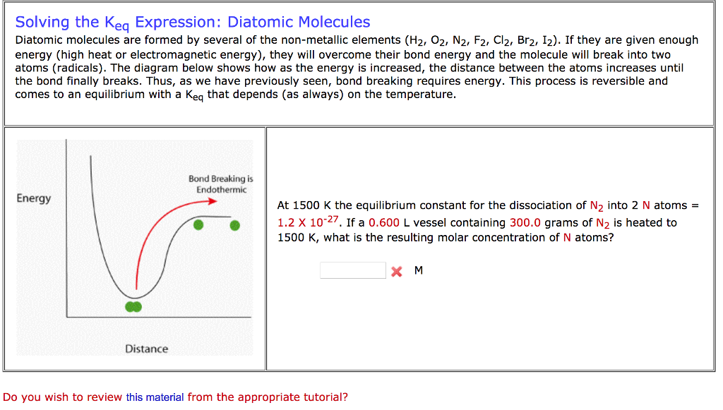 Solved Solving the Keq Expression: Diatomic Molecules | Chegg.com