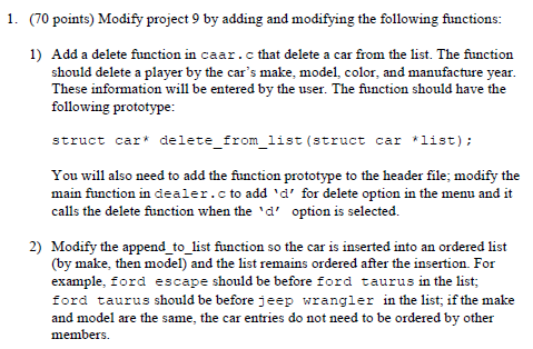 Solved **MUST BE DONE IN C PROGRAMMING LANGUAGE*** Please | Chegg.com