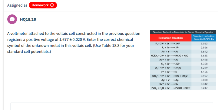 Solved A voltaic cell is constructed using the SHE as one | Chegg.com
