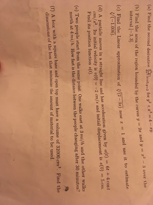 Solved Find the second derivative d^2y/dx^2|x = 0, y+2 for | Chegg.com