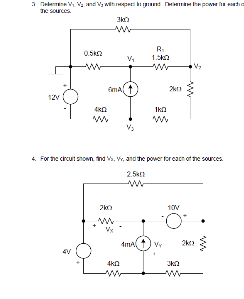 Solved Determine V_1, V_2, and V_3 with respect to ground. | Chegg.com