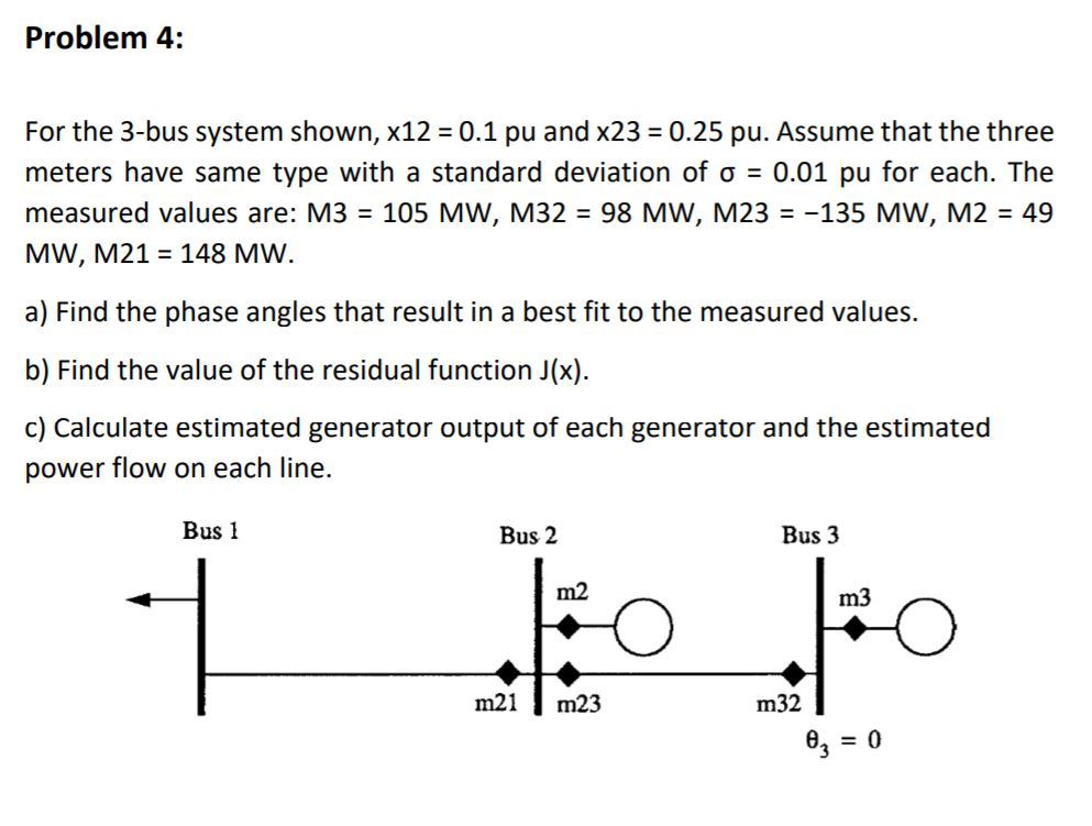 Problem 4: For the 3-bus system shown, x12 0.1 pu and | Chegg.com