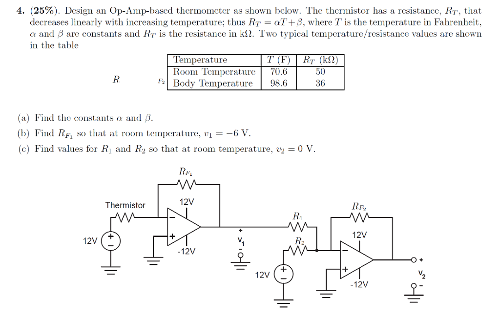 Solved 4 25 Design An Op Amp based Thermometer As Shown Chegg Solved 4 25 Design An Op Amp based Thermometer As Shown Chegg