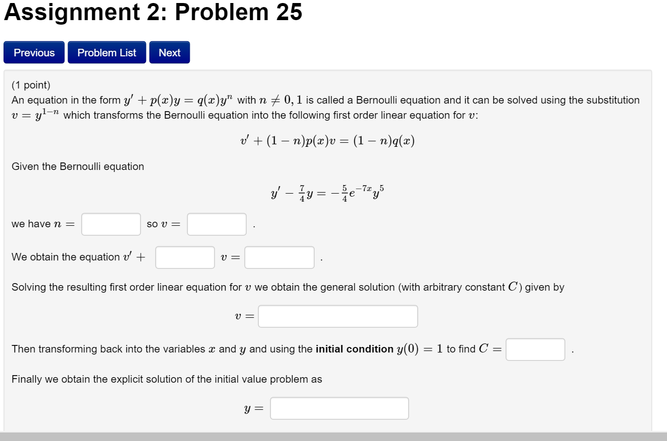 Solved An Equation In The Form Y P x y Q x y n With N Chegg Solved An Equation In The Form Y P x y Q x y n With N Chegg