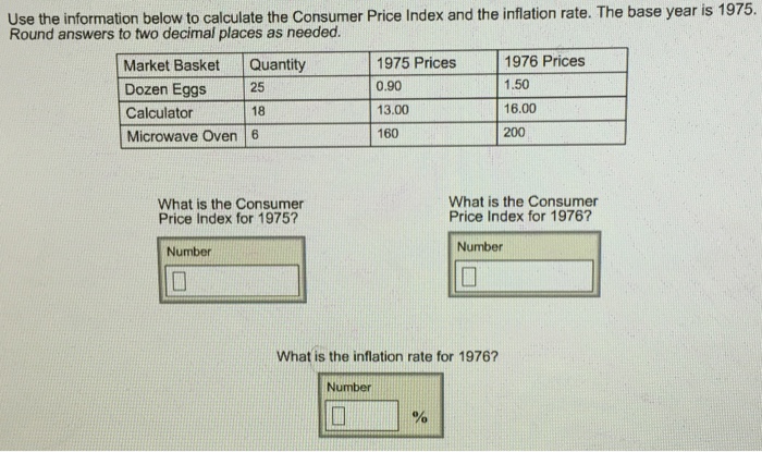 Solved Use the information below to calculate the Consumer | Chegg.com