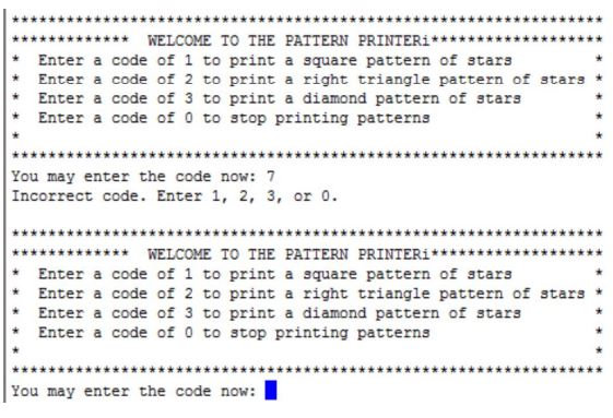 Solved Construct a C program that prints out a pattern of | Chegg.com