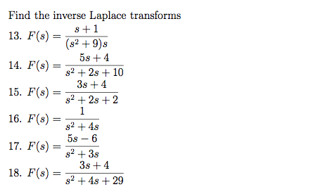Solved Find the inverse Laplace transforms f(s) = s +1/(s2 | Chegg.com