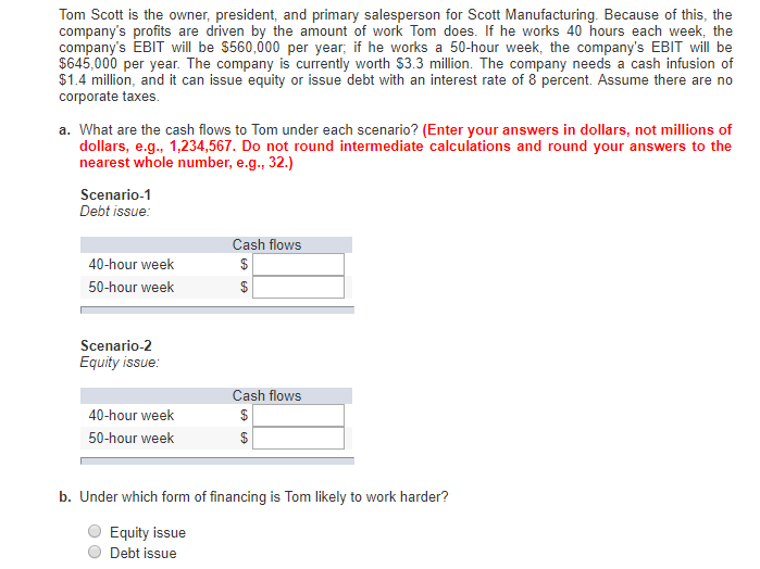 Solved Tom Scott is the owner, president, and primary | Chegg.com