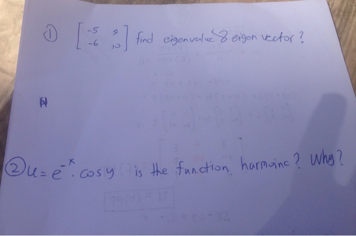 Solved [-5 9 -6 10] Find eigen value & eigen vector? U = | Chegg.com