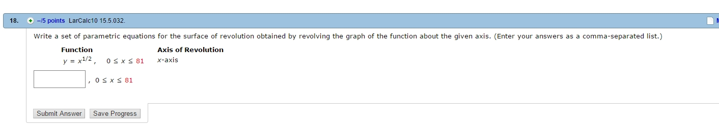 Solved 15 Points Larcalc10 15 5 03 Write A Set Of Parametric