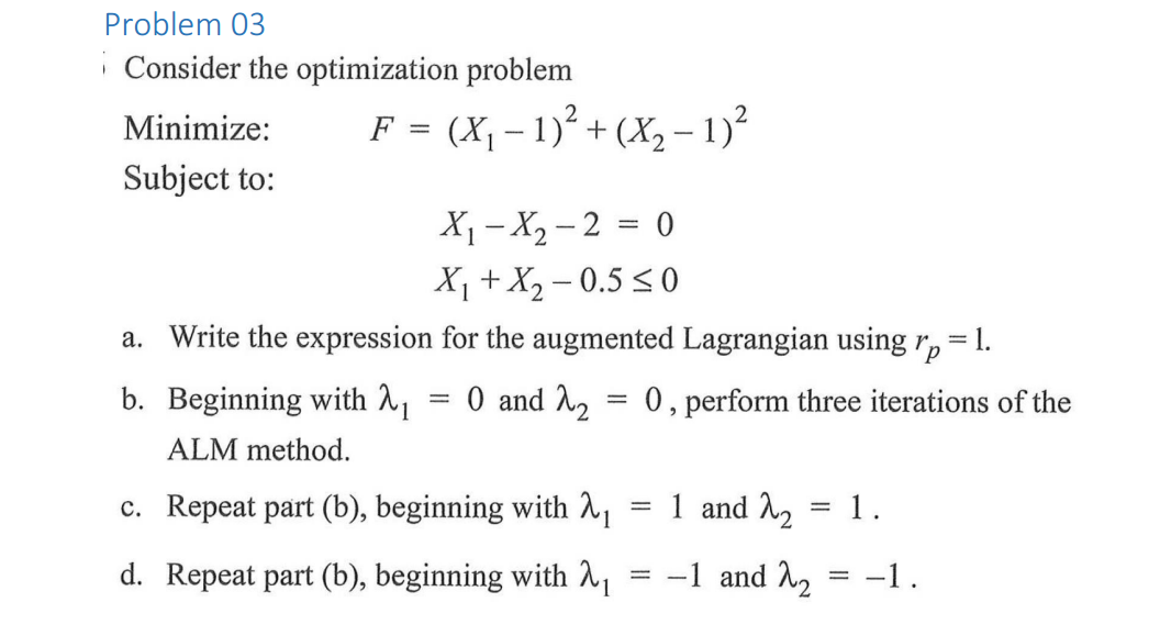 Consider the optimization problem minimize: | Chegg.com