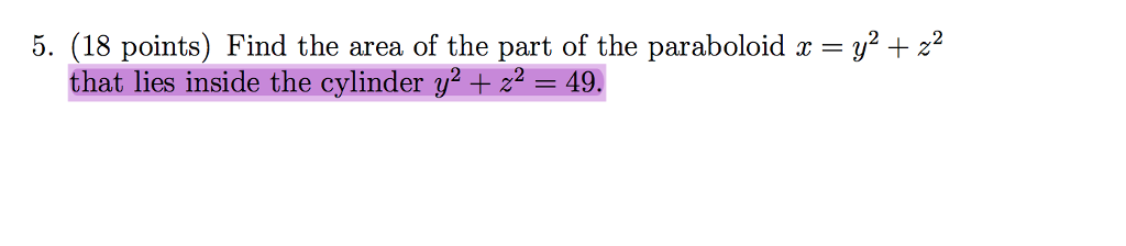Solved Find The Area Of The Part Of The Paraboloid X Y 2