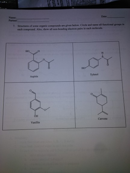 Solved Date: Name: Partner f some organic compounds are | Chegg.com