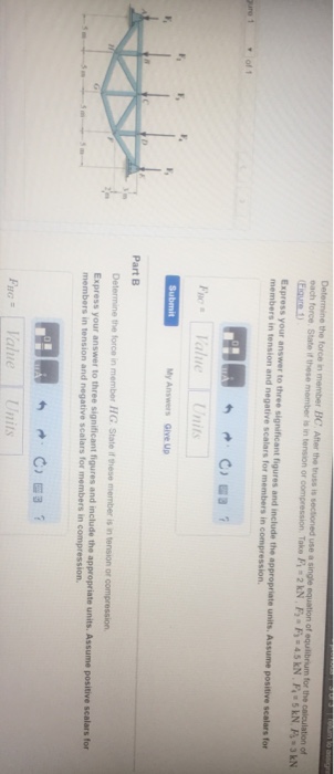 Solved Determine the force in member BG. After the is | Chegg.com