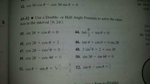 Solved 42. sin 3theta cos theta - cos 3theta sin theta = 0 | Chegg.com