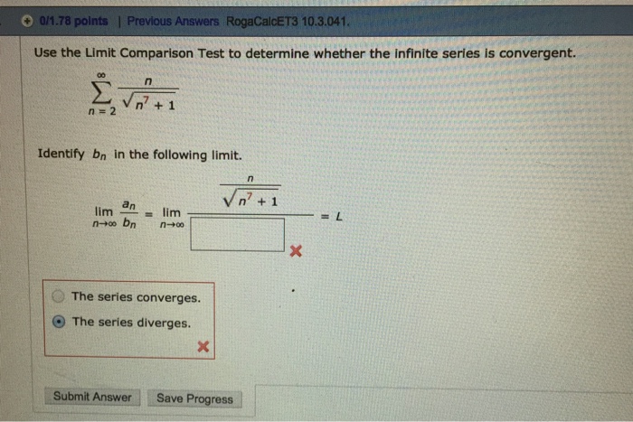 Solved Use The Limit Comparison Test To Determine Whether